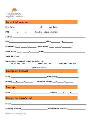 Fillable Online DOB Gender Male Female Fax Email Print - pdfFiller