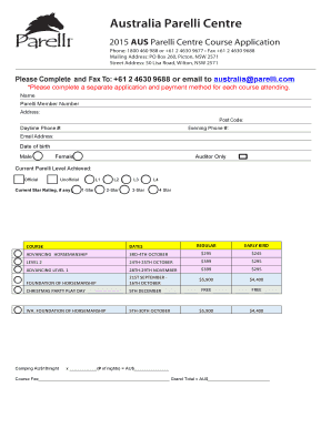 Fillable Online 2015 Course Application form 010915docx Fax Email Print - pdfFiller