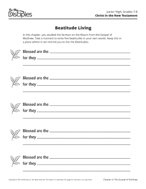 Fillable Online Beatitude Living Activity (PDF) - Be My Disciples Fax ...