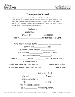 Fillable Online Chapter 4 - The Apostles' Creed (PDF) - Be My Disciples ...