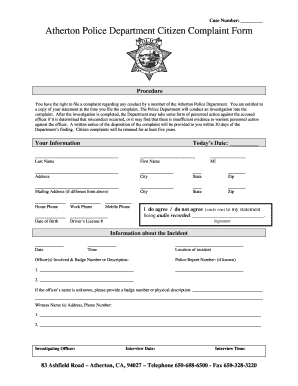 Fillable Online Citizen complaint form - CivicPlus Fax Email Print ...