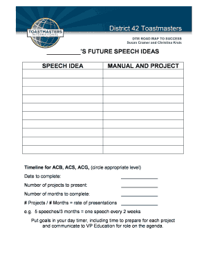 Fillable Online d42tm AC Speech Planning Worksheet - Toastmasters ...