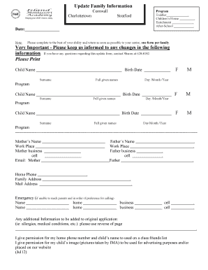 Fillable Online Update Family Information Fax Email Print - pdfFiller