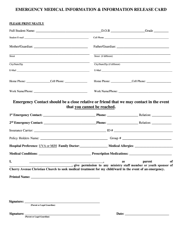 Fillable Online cherryave CHARLOTTESVILLE HIGH SCHOOL ATHLETIC ...