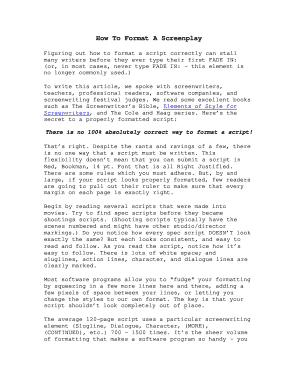 Fillable Online Figuring out how to format a script correctly can stall ...
