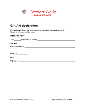 Fillable Online Gift Aid Form for tax efficient giving. Fax Email Print ...