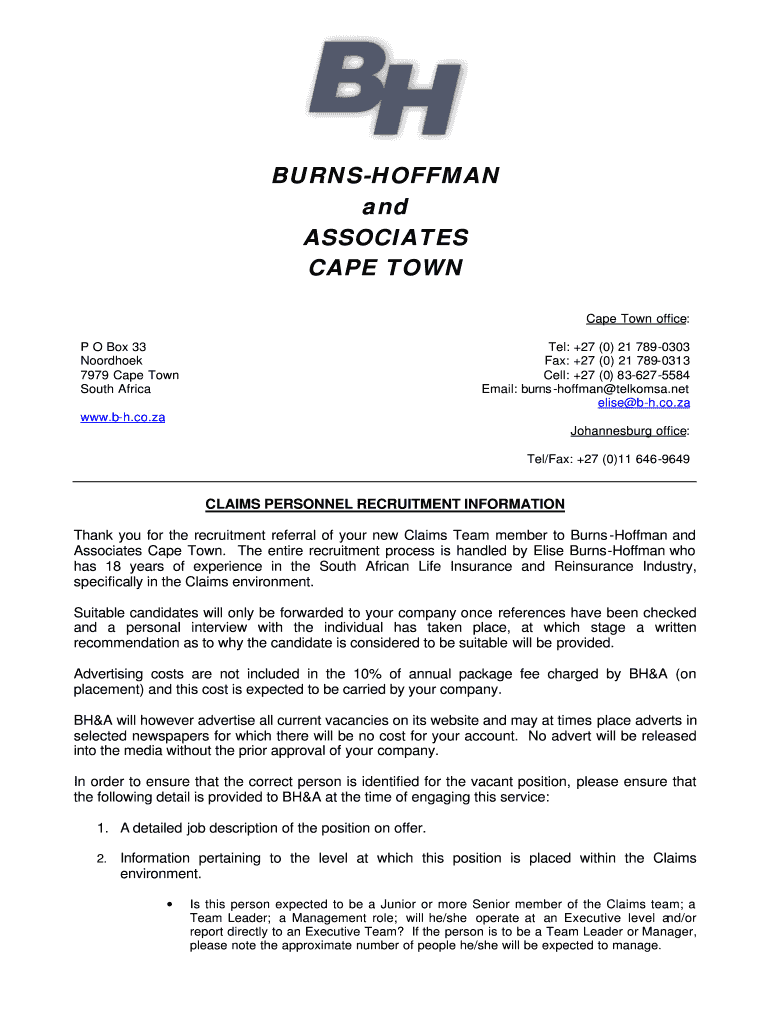 Fillable Online b-h co BHA Recruitment Informationdoc - b-h co Fax ...