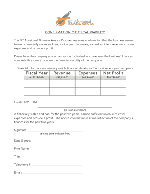 Fillable Online Confirmation of Fiscal Viability Form 033016 Fax Email Print - pdfFiller