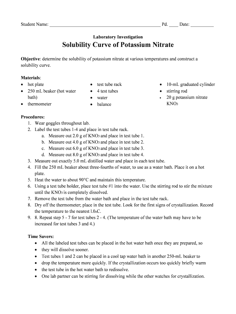 Fillable Online lab - Solubility of Potassium Nitrate Fax Email Print ...