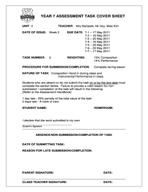 Fillable Online YEAR 7 ASSESSMENT TASK COVER SHEET - Rosebank College ...