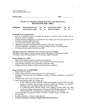 Fillable Online Rotator Cuff Repair Small - PT protocol - Todd C ...