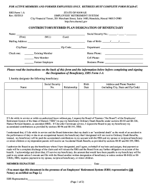 Fillable Online ers ehawaii Instructions for completing designation of ...
