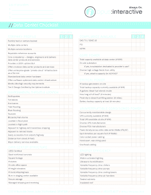 Fillable Online //Data Center Checklist Fax Email Print - pdfFiller