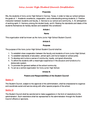 Fillable Online irons conroeisd Irons Junior High Student Council ...