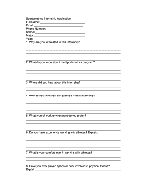 Fillable Online sportsmetrics Sportsmetrics Internship Application Fax ...