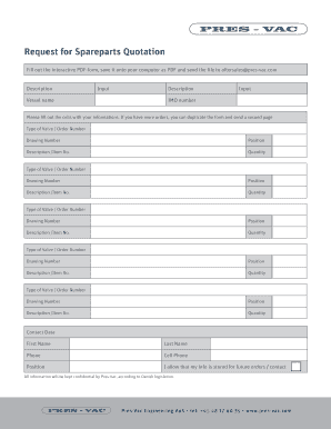 Fillable Online Request for Spareparts Quotation - Pres-Vac Fax Email ...