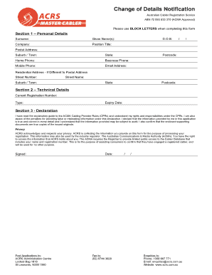 Fillable Online Change of Details Notification - Australian Cabler ...