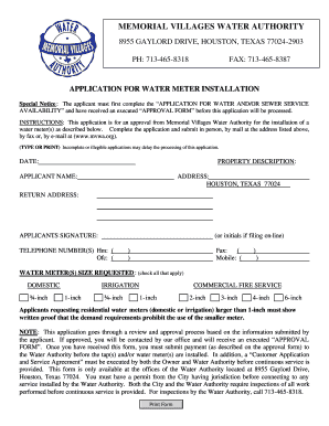 Fillable Online Application for Water Meter on LetterheadPDF Fax Email ...
