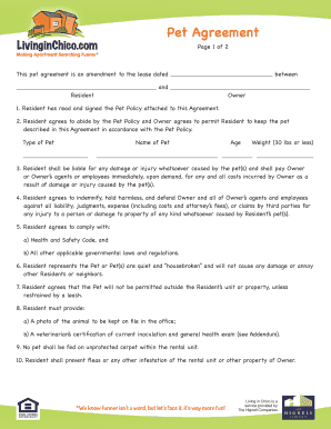 Fillable Online Resident has read and signed the Pet Policy attached to ...