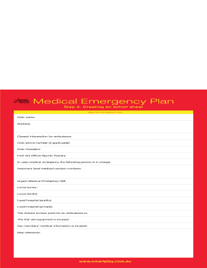 Fillable Online Medical Emergency Plan - Smartplay Fax Email Print ...