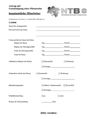 Ausfüllbar Online ntb-infoline Antrag-auf-Genehmigung-einer-Dienstreise-hauptamtlichdoc Fax ...