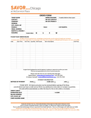 Fillable Online Exhibitor Order Form - Savor Fax Email Print - pdfFiller