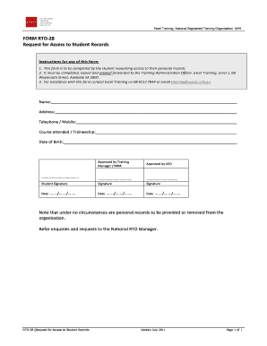 Fillable Online FORM RTO-28 Request for Access to Student Records Fax ...