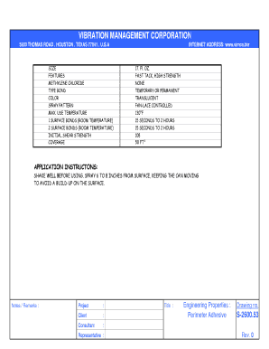Fillable Online vimco A SIZE FEATURES METHYLENE CHLORIDE TYPE BOND ...