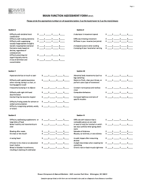 Fillable Online BRAIN FUNCTION ASSESSMENT FORM Fax Email Print - pdfFiller