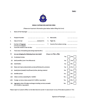 Fillable Online referencer BCustomsb Baggage bDeclarationb Form ...