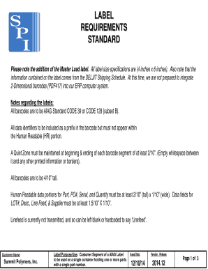 Fillable Online LABEL REQUIREMENTS STANDARD - bsummitpolymersbbcomb Fax ...