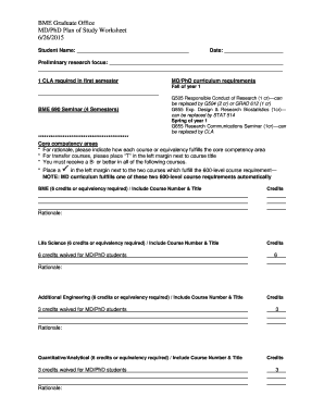 Fillable Online engineering purdue BME Graduate Office MD/PhD Plan of ...