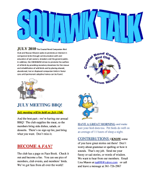 Fillable Online SQUAWK TALK Fax Email Print - pdfFiller