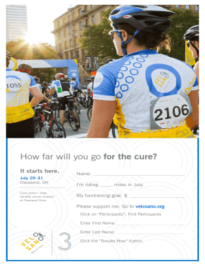 Fillable Online velosano How far will you go for the cure ...