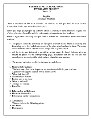 Fillable Online FATHER AGNEL SCHOOL NOIDA INTEGRATED PROJECT Class IV ...