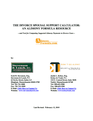 Fillable Online AN ALIMONY FORMULA RESOURCE Fax Email Print - pdfFiller