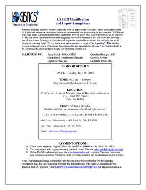 Fillable Online US HTS Classification and Import Compliance - Logistics ...