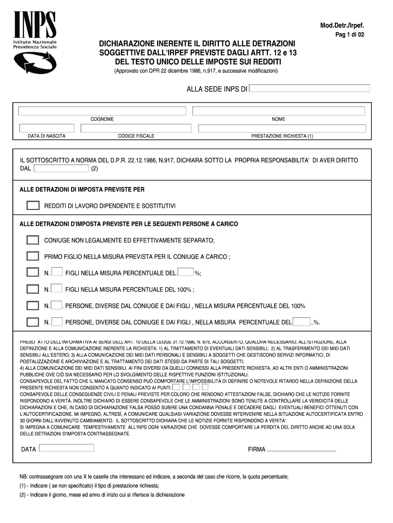 Compilabile Online fisac DICHIARAZIONE INERENTE IL DIRITTO ALLE ...