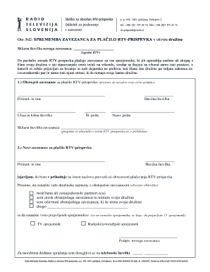 Fillable Online rtvslo Obr Pd2 SPREMEMBA ZAVEZANCA ZA PLAILO RTV ...