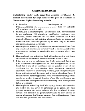 Fillable Online AFFIDAVIT ON OATH Fax Email Print - pdfFiller