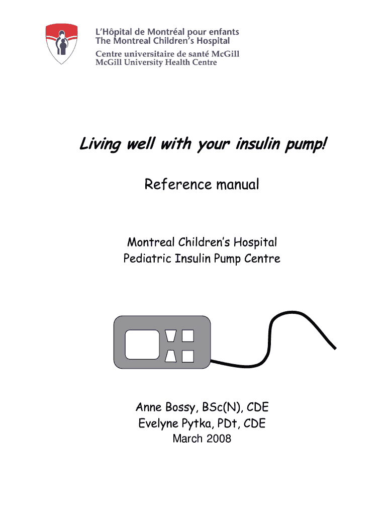 Fillable Online muhcpatienteducation Living well with your insulin pump ...