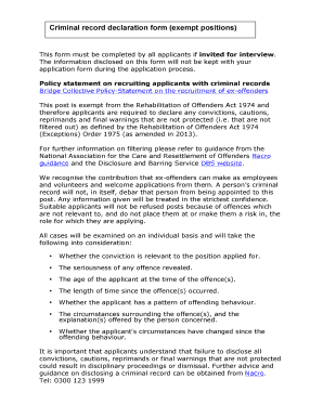 Fillable Online Criminal record declaration form (exempt positions) Fax ...