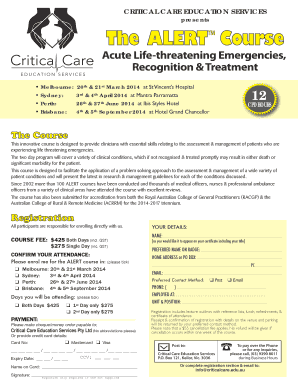 Fillable Online criticalcare edu CRITICAL CARE EDUCATION SERVICES ...