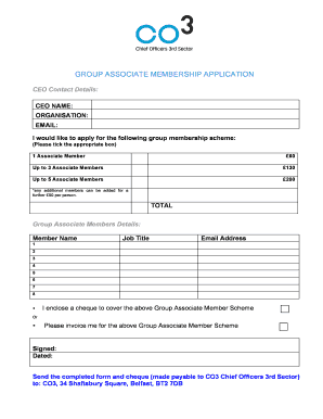 Fillable Online co3 GROUP ASSOCIATE APPLICATION FORM - CO3 - co3 Fax ...