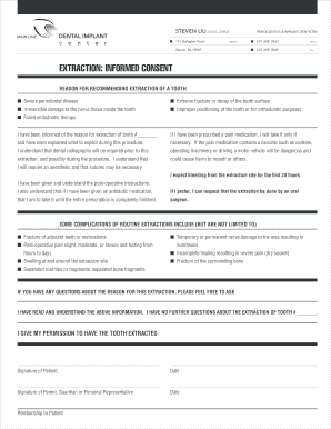 Fillable Online EXTRACTION INFORMED CONSENT - mldentalimplantcom Fax ...