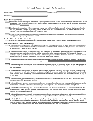 Fillable Online Informed Consent Discussion for Extractions Fax Email ...