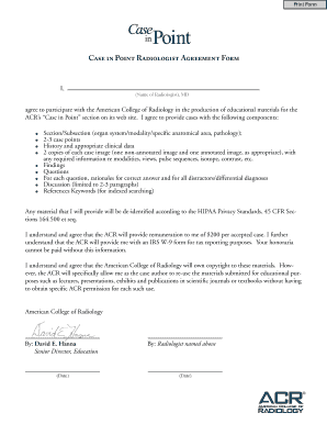 Fillable Online 3s acr Case in Point Radiologist Agreement Form Fax ...