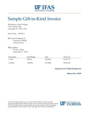 Fillable Online Sample Gift-in-Kind Invoice Fax Email Print - pdfFiller