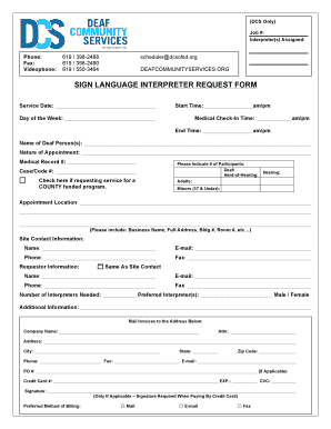 Fillable Online deafcommunityservices Interpreter Request Form (General ...