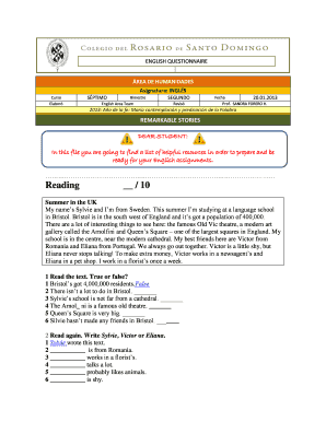 Fillable Online ENGLISH QUESTIONNAIRE Fax Email Print - pdfFiller